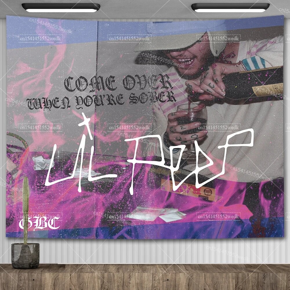 Гобелен Lil Peep Черный FFO Розовый, 150x130cm, AGT6680