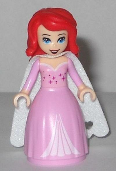 Минифигурка Lego dp048 Ariel, Human (Light Nougat) - Bright Pink Dress with Magenta Stars, White Cape