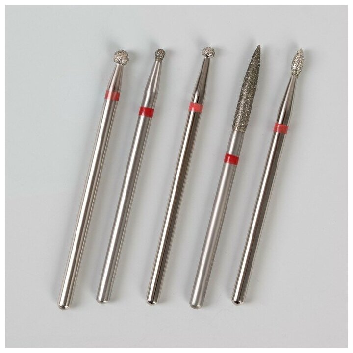 Queen fair Фрезы алмазные для маникюра, мелкая зернистость, 5 шт