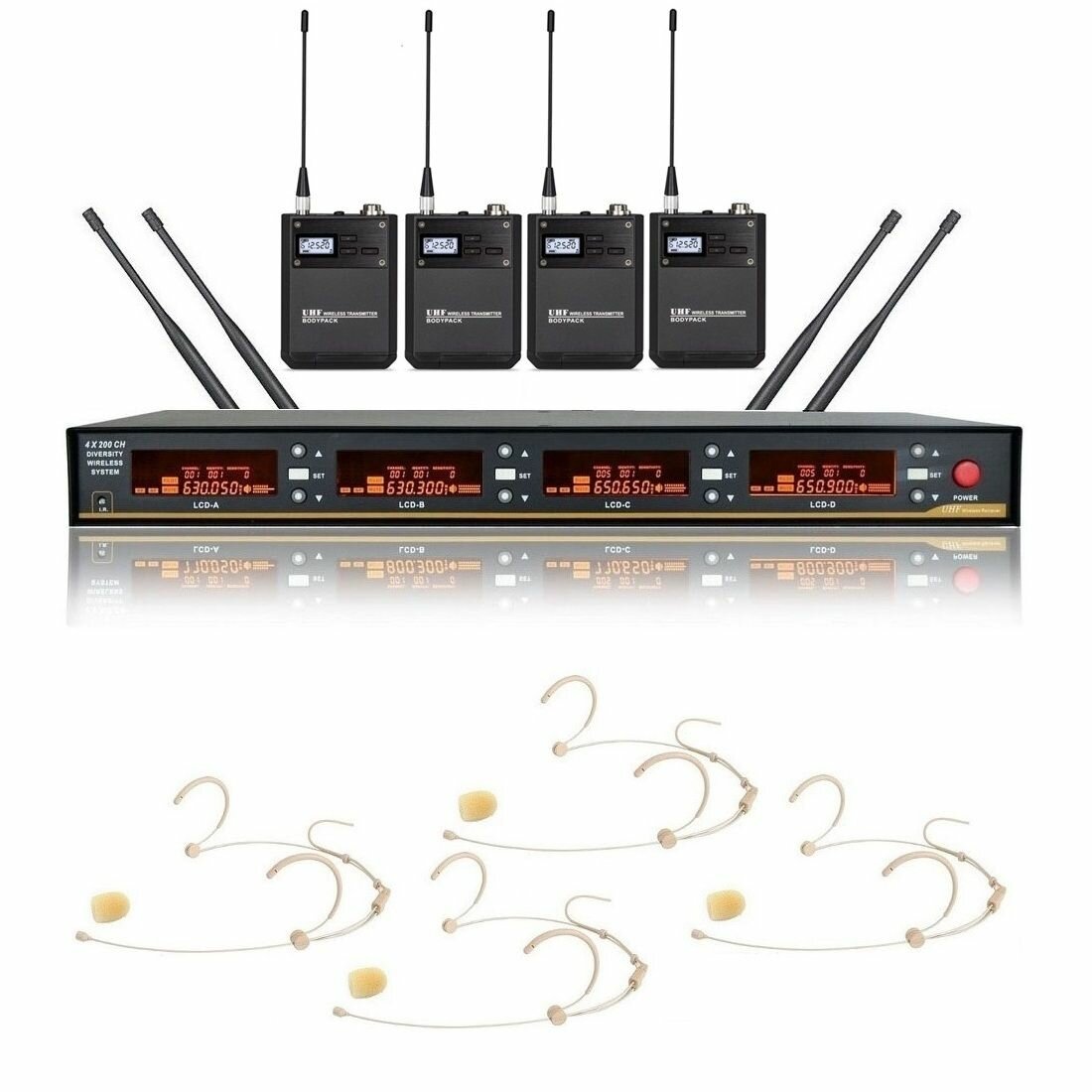 UHF 4 канала головной микрофон беспроводной