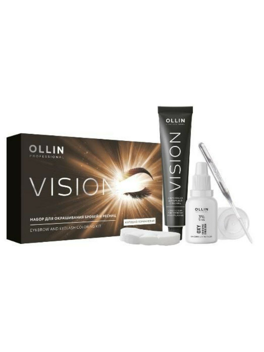 Краска для волос Ollin Professional Color Ollin Vision Set, Набор для окрашивания бровей и ресниц, Холодно-коричневый