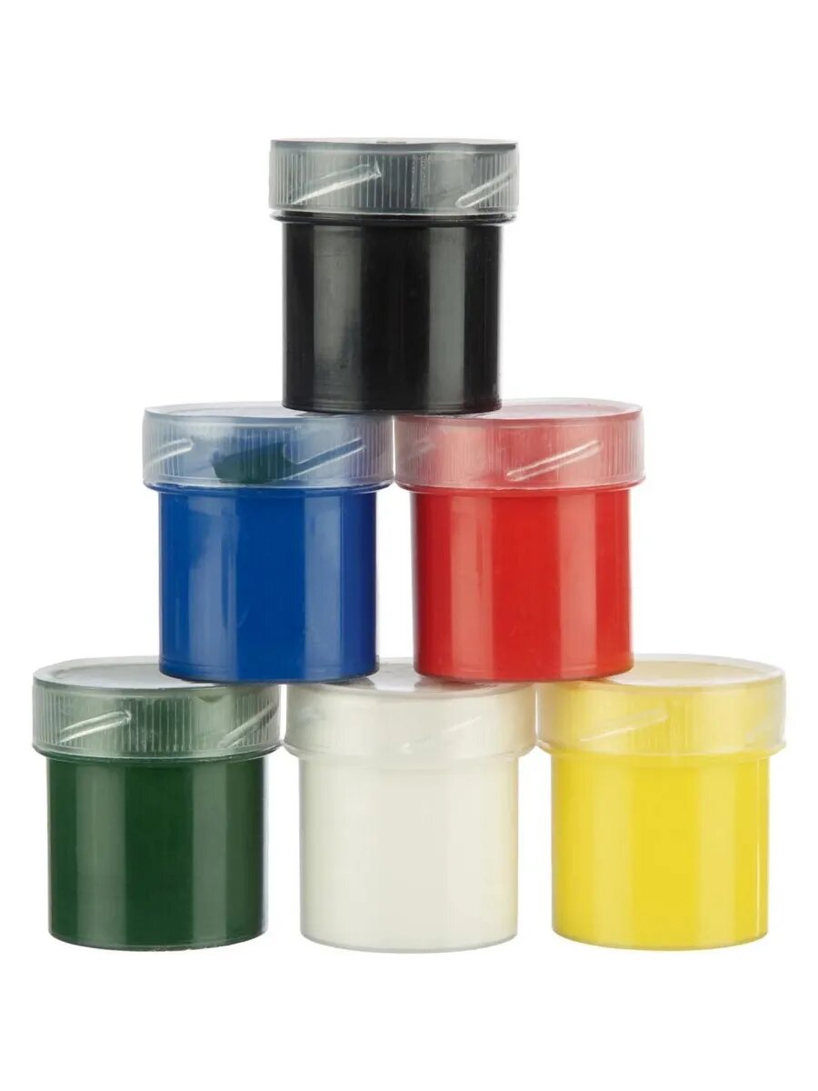 Яркая гуашь для творчества, 6 цветов по 20 мл