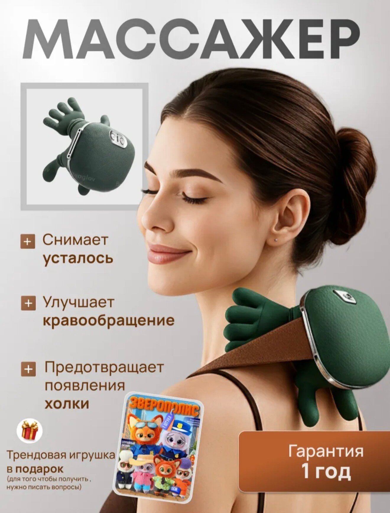 Массажер для шеи и плеч электрический 3 передачи, нагрев 40 /45, Электрический массажер для шеи, плеч, Надежность