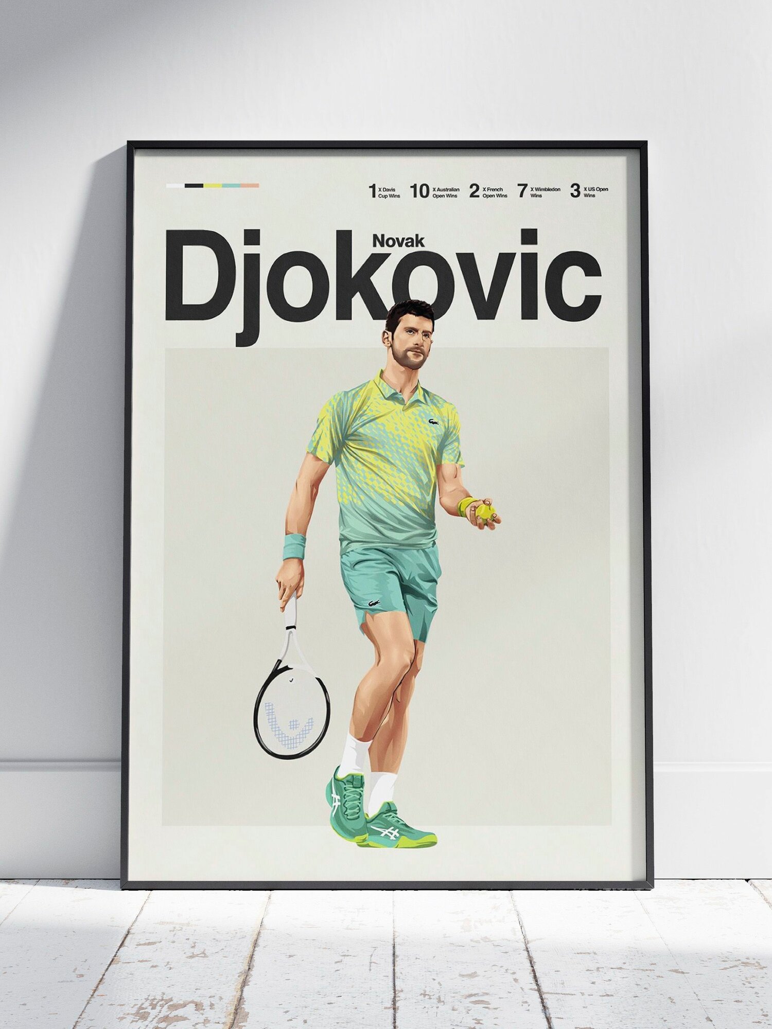 Плакат на стену для интерьера Лучшие Теннисисты (Новак Джокович - Novak Djokovic 1) - Постер по спорту и физической активности формата A3 (30x42 см)