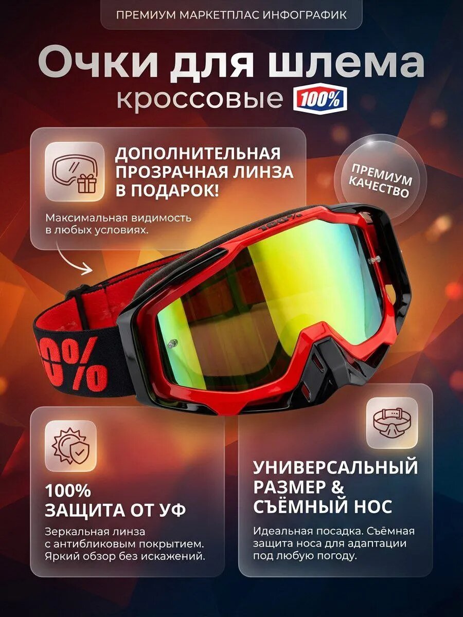 Очки для мотокросса и эндуро мотоочки маска для шлема