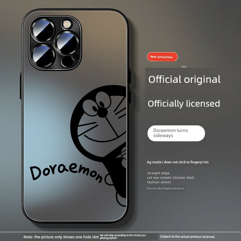 Чехол для iPhone 16 Pro Max AG матовый - графитовый серый с дизайном Дорамон сбоку премиум