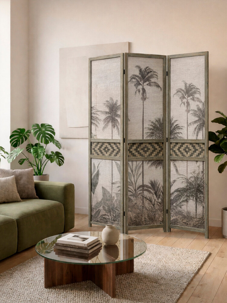 Ширма Country Artists "Джунгли", 180x145х6 см, бамбук, дерево, с рисунком