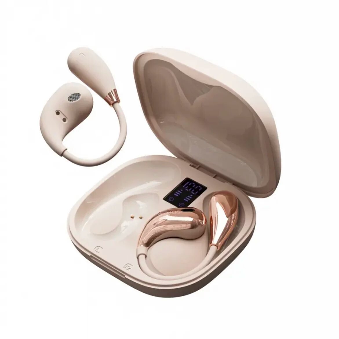 SOAIY GD31 Легкие беспроводные наушники Open-Ear для спорта, долгий срок работы, HiFi звук, цвет золотой пудра