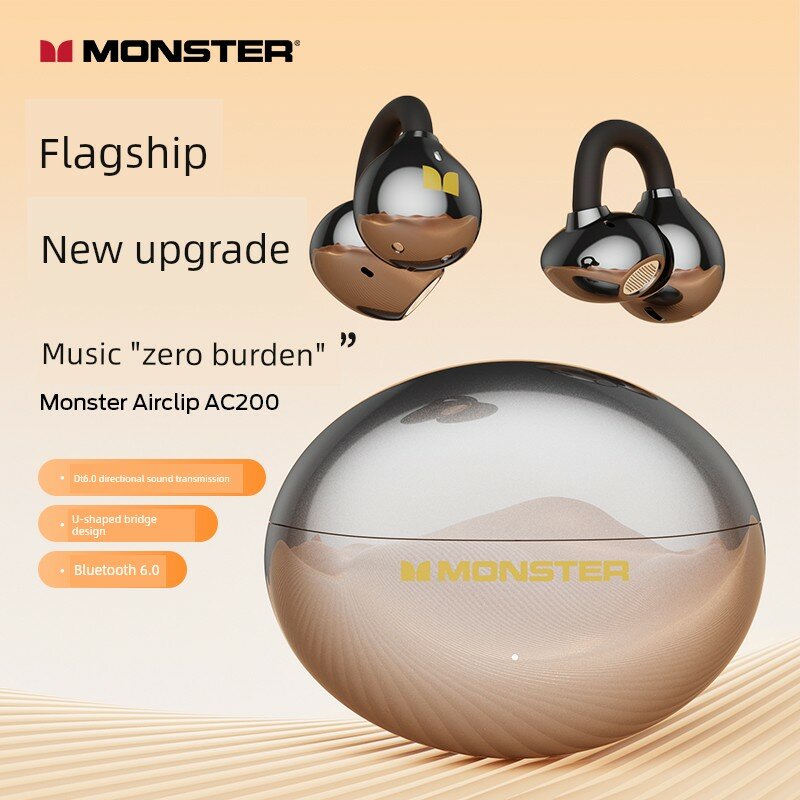 MONSTER AC200 беспроводные наушники Bluetooth с шумоподавлением, дизайн на ухо для бега и звонков - матовый черный