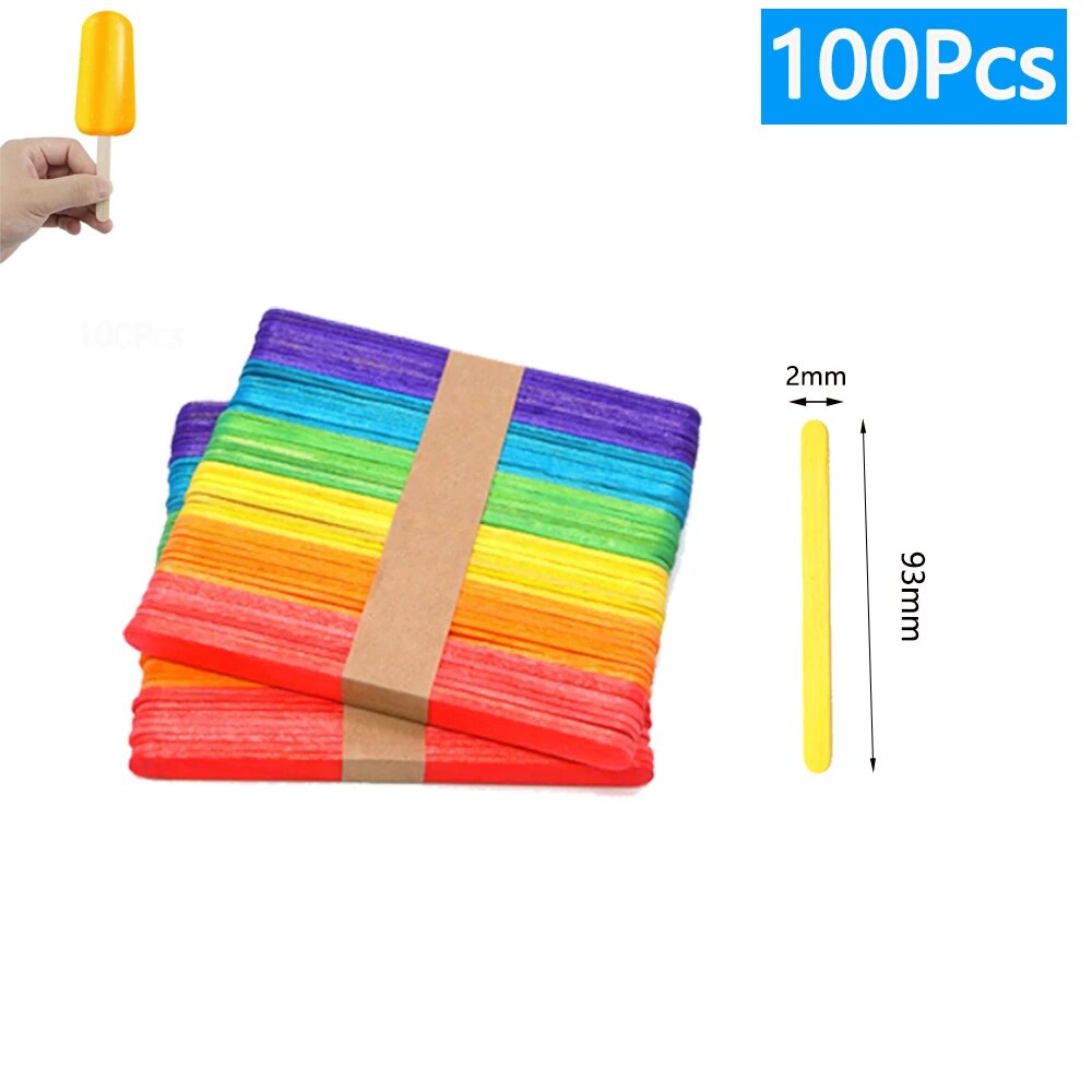 Деревянные палочки для мороженого, Color 93mm(100Pcs)