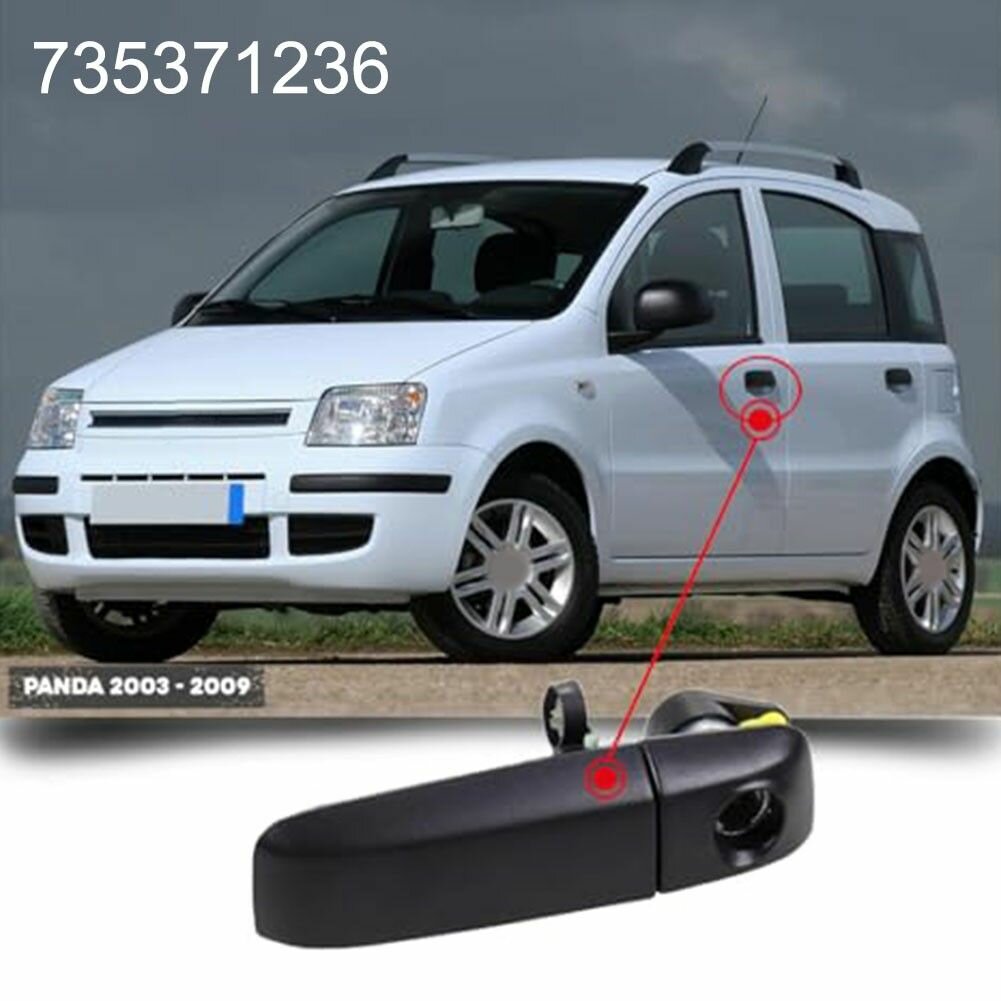Ручка двери Fiat Panda 169 левая наружная для передней боковой двери, совместима с моделями 2003-2013 черная LHD 735371236