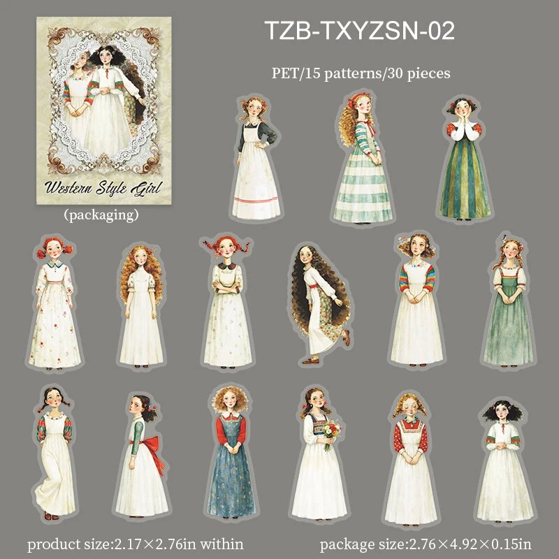Наклейки Western Style Girl, 30шт, TZB-TXYZSN-02