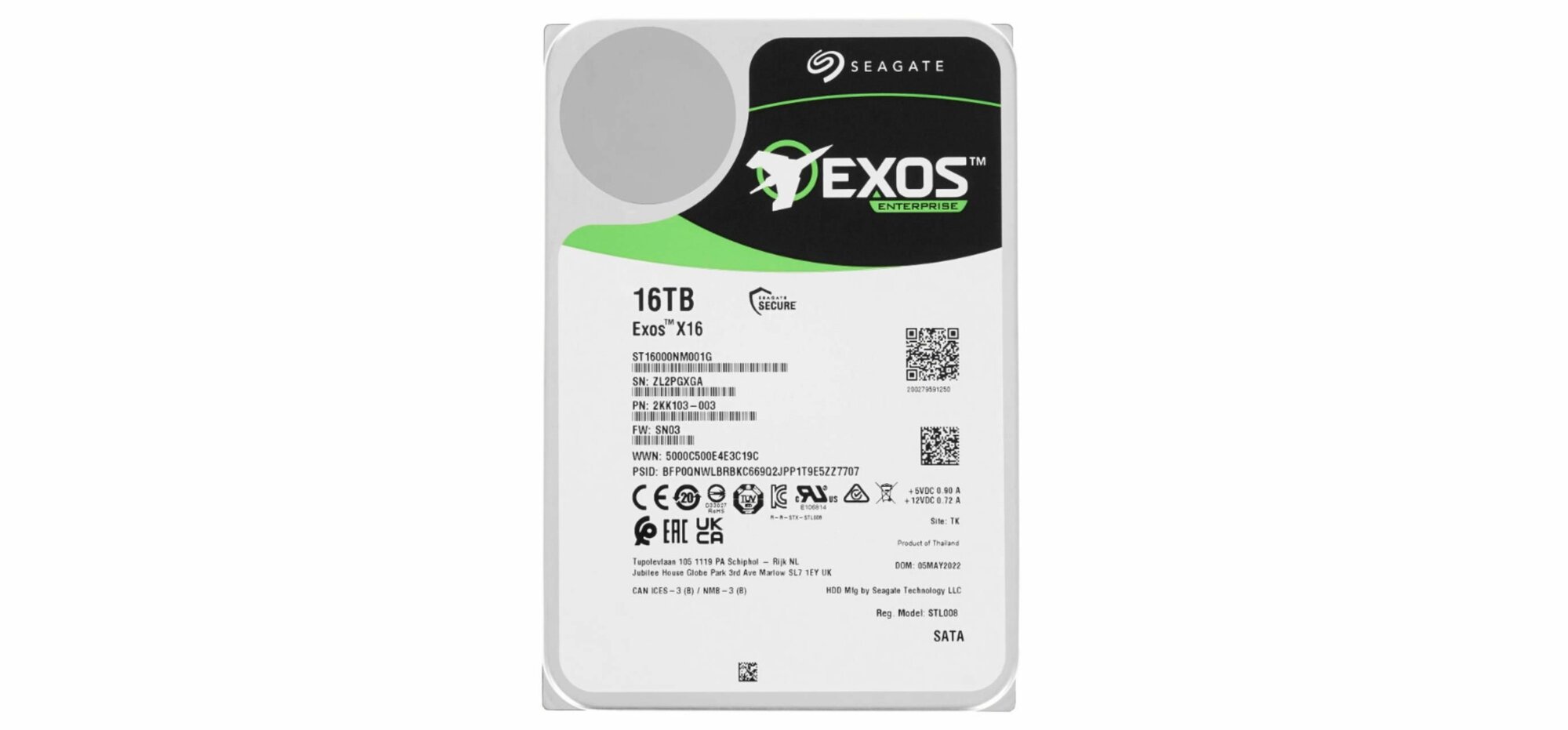 Жесткий диск Seagate Exos X18 ST16000NM004J, 16ТБ, HDD, SAS 3.0, 3.5"