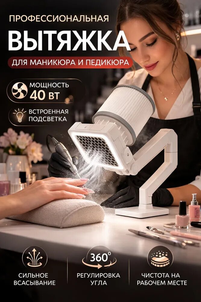 Вытяжка пылесос для маникюра и педикюра, Вилка европейского стандарта, 41*30*21cm