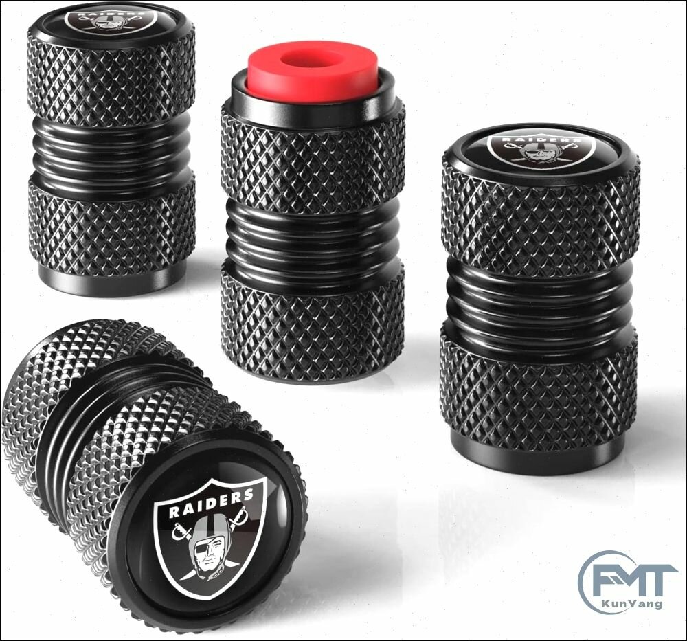 Колпачки на ниппель, Raiders на колеса авто - 4 шт, Черный