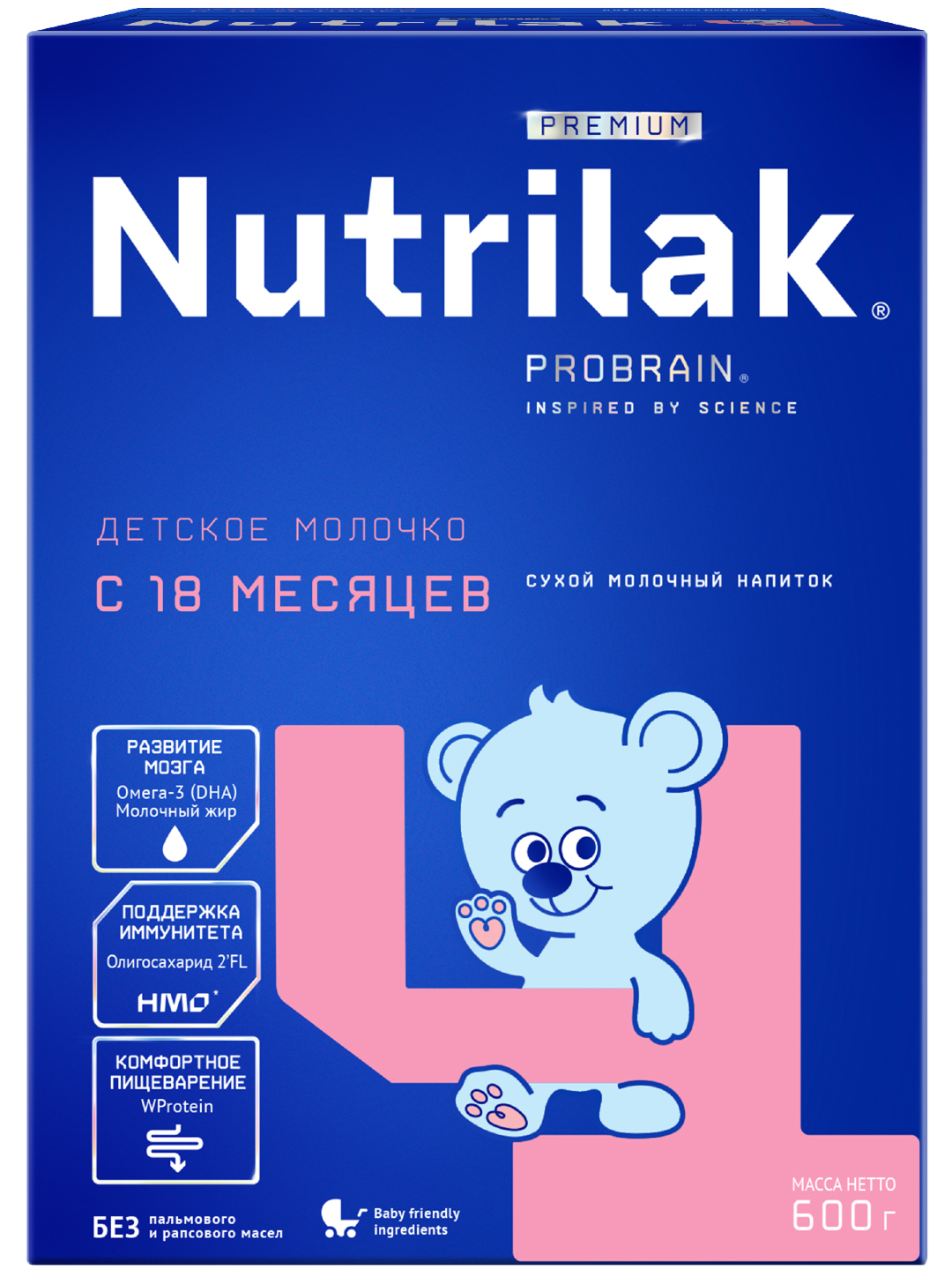 Детское сухое молочко Nutrilak Premium 4, с 18 месяцев, 600г