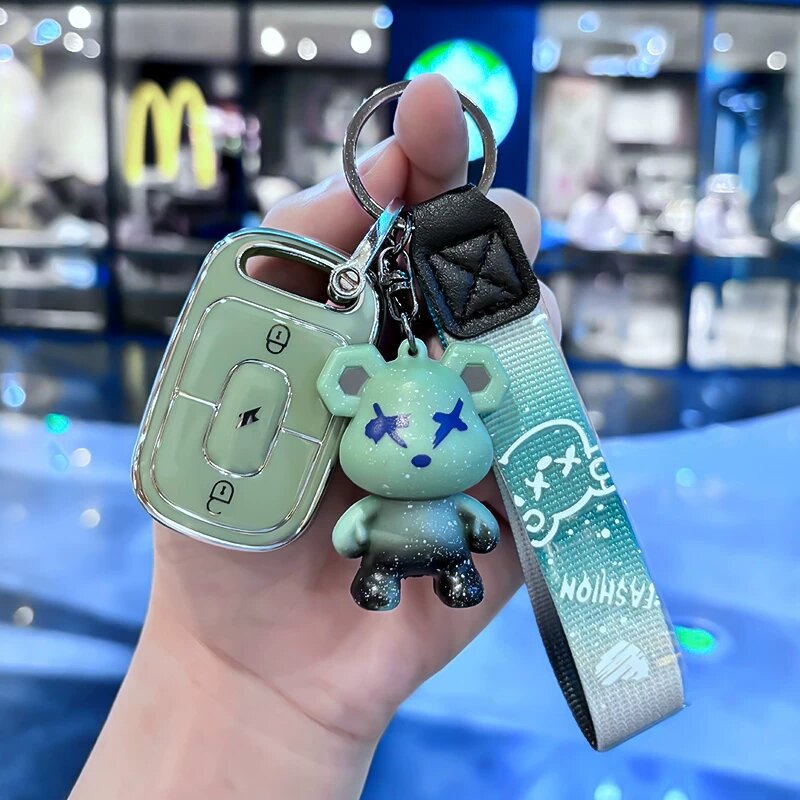 Зеленый чехол для ключей электроскутеров Yadea T5/G5/DE3/DE8/E8 с зеленым брелоком Violent Bear