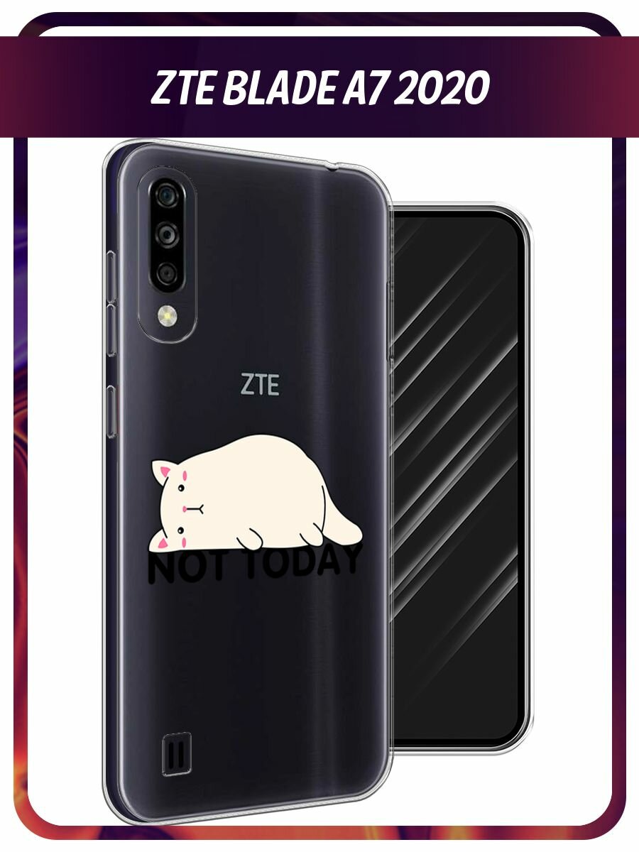 Чехол на ZTE Blade A7 (2020) / ЗТЕ Блейд А7 (2020) с принтом Cat not today, прозрачный
