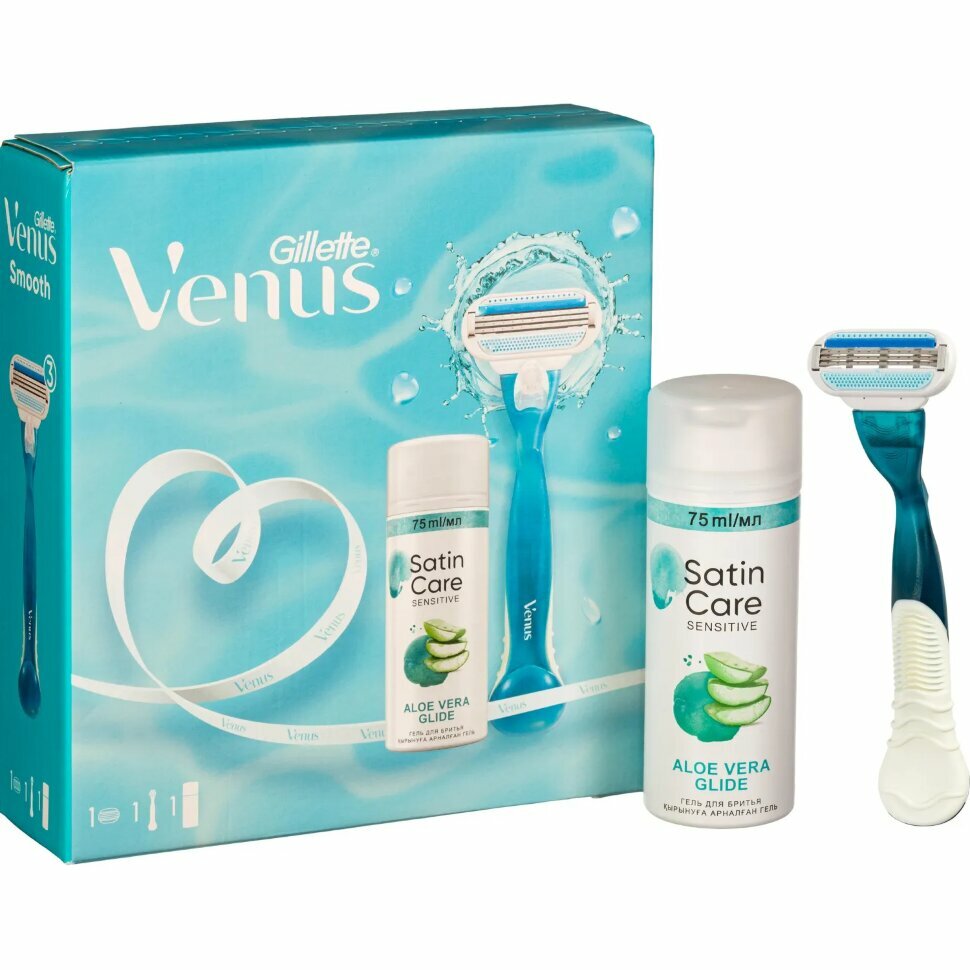 Подарочный набор Gillette Venus бритв Smooth и гел д/бр Satin Care 75мл жен, 2125372