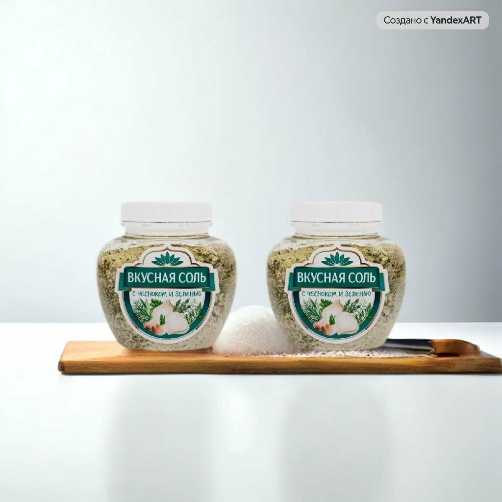 Соль Вкусная соль с пряностями, чесноком и зеленью, 400 гр - 2 штуки