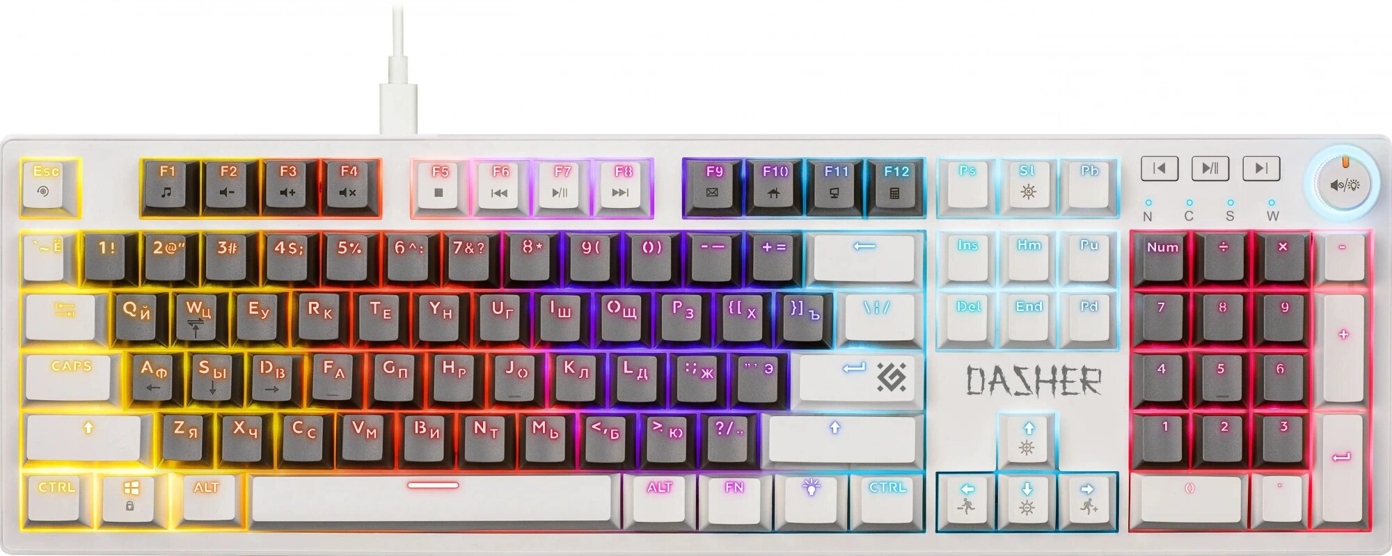 Клавиатура Defender GK-472 механическая серый USB Multimedia for gamer LED (45473) кабель 1.5м