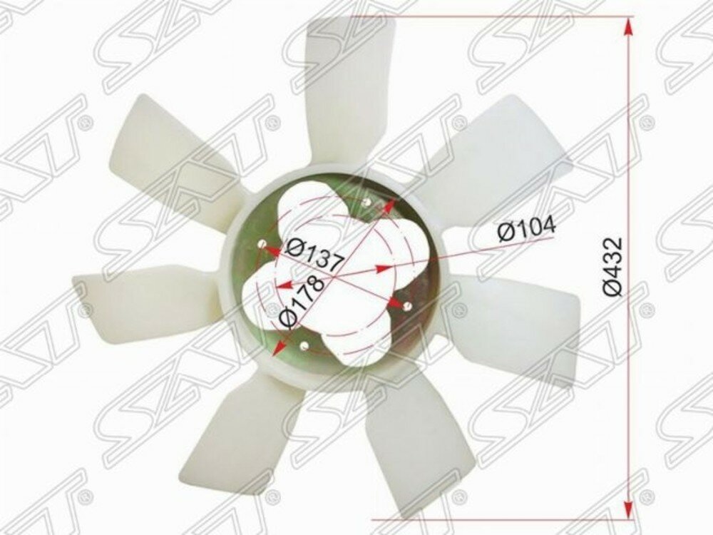 Крыльчатка SAT ST-16361-75020 Toyota Hilux Pick Up 04-15 / Land Cruiser 07-23
