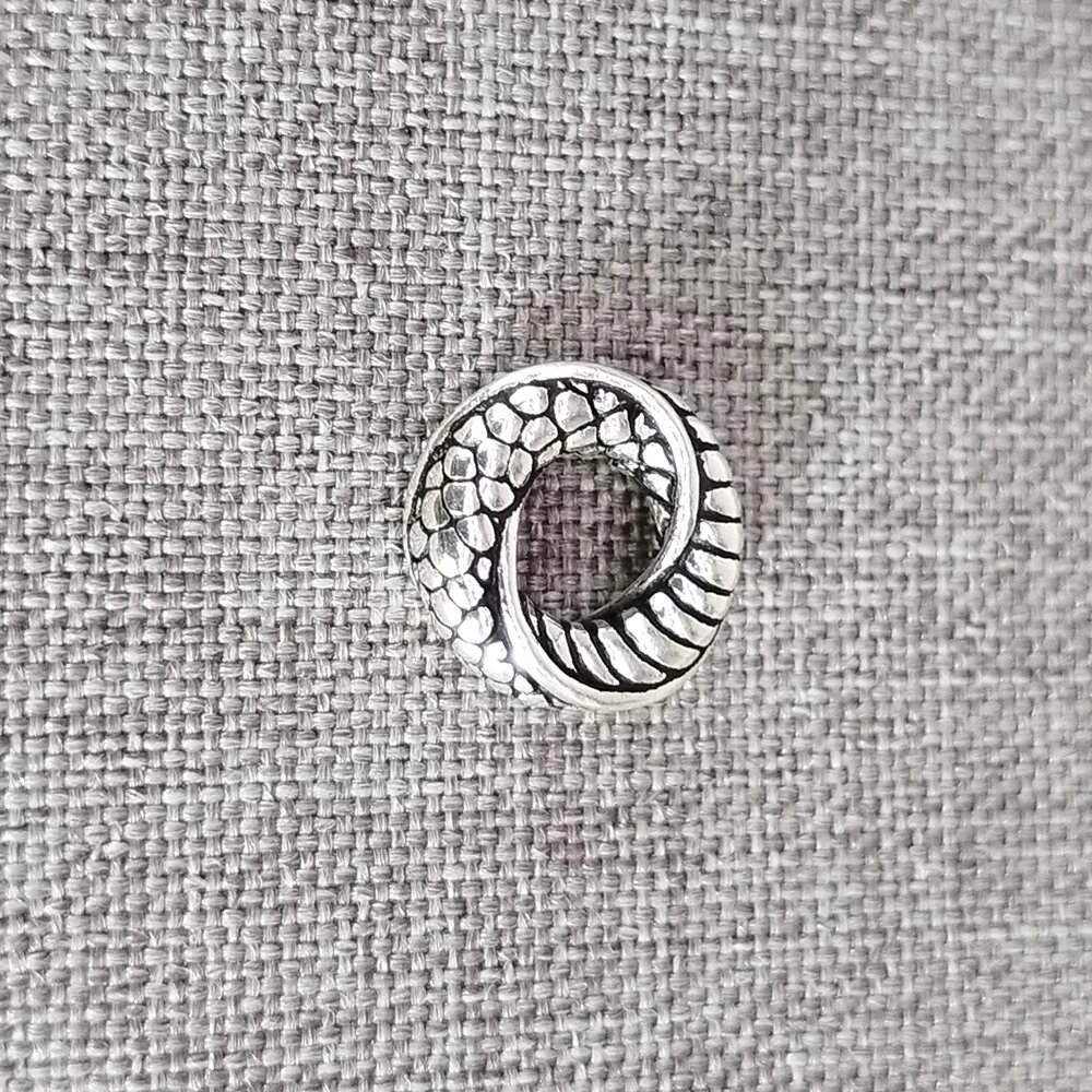 Серебряная бусина змеиная чешуя 6мм 8мм 10мм для украшений Oxidized 8mm(2pcs)