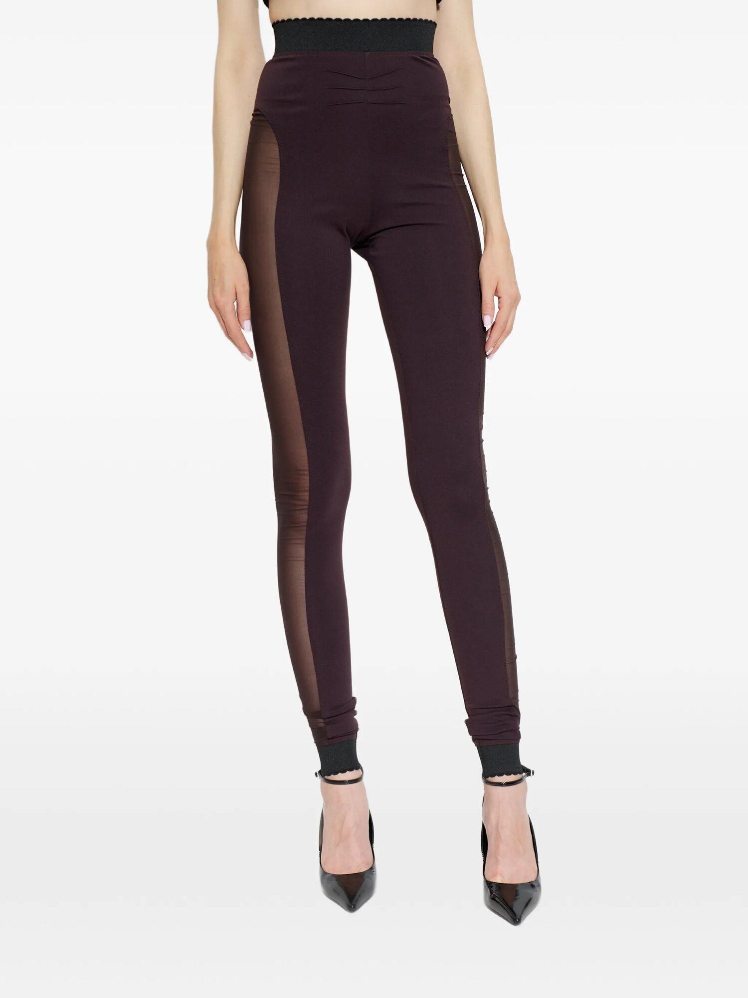 Легинсы The Attico Sheer-panelled leggings, размер 42, purple — фото 1