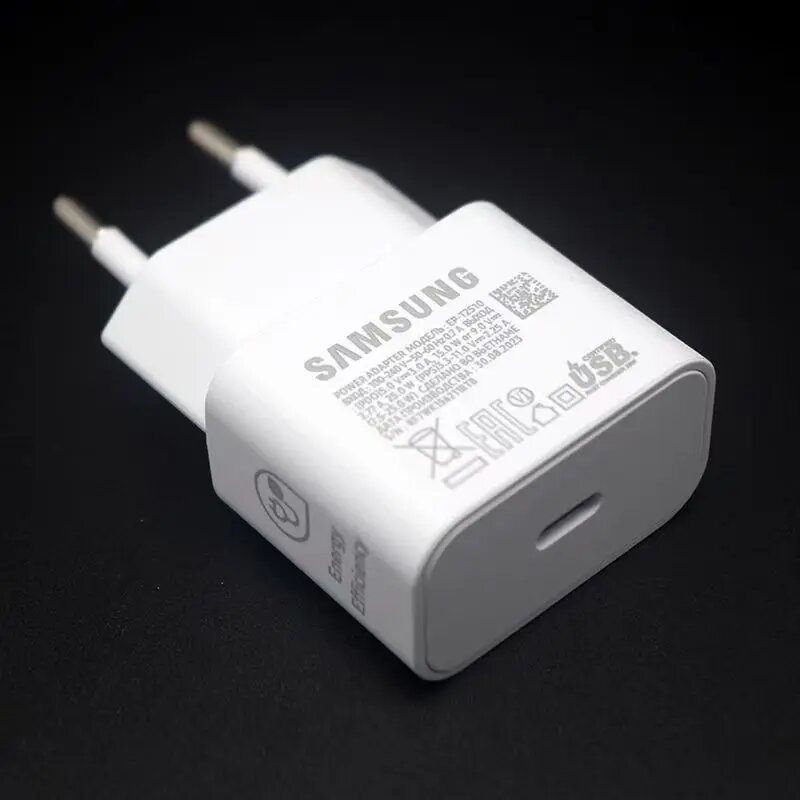 Оригинальное зарядное Samsung 25W EP-T2155 EU, Type-C, Нет линии передачи данных