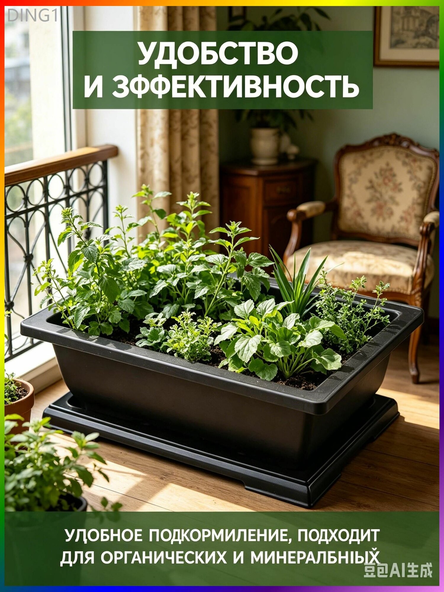 Кашпо 5 л, 9 см, 1 шт, цвет черный