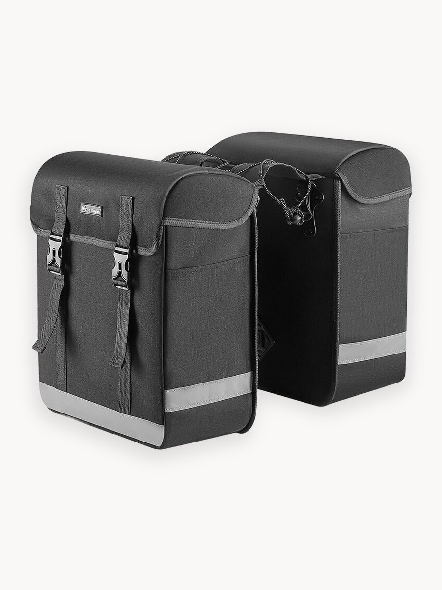 Сумка велосипедная West Biking двойная большая (33л) крепление на багажник черная