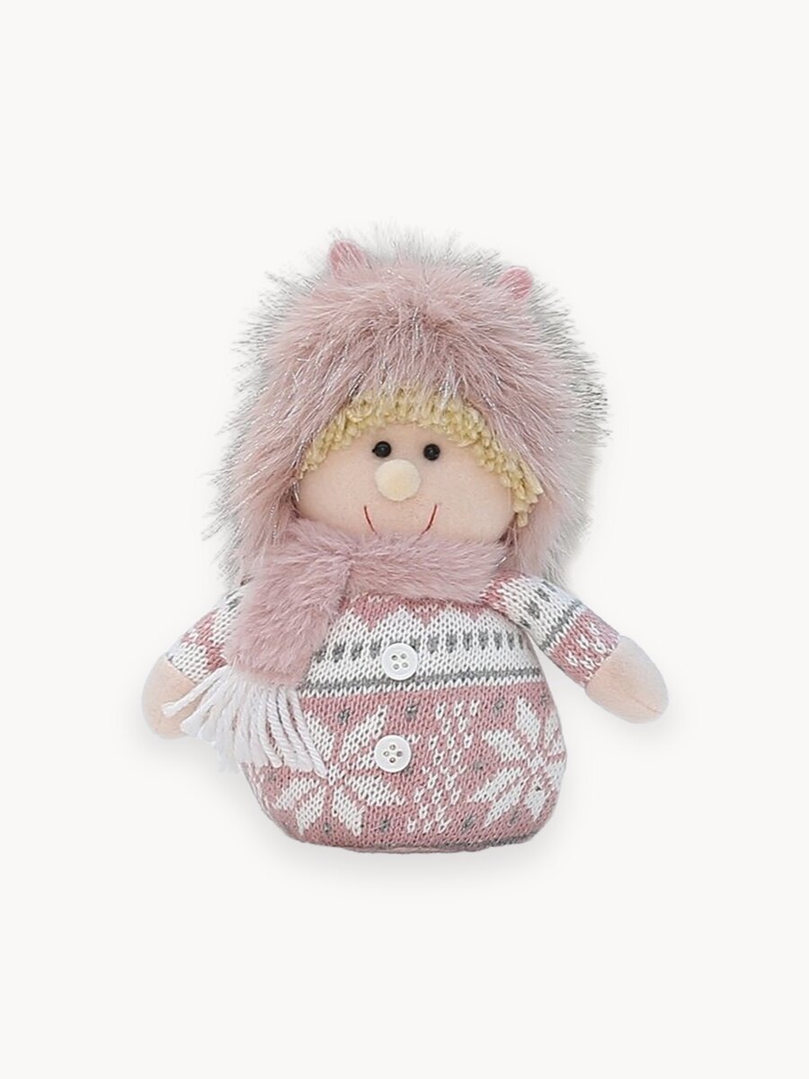 Новогодняя игрушка под елку Олененок, новогодняя мягкая игрушка вязаная, текстиль, розовый, мальчик высота 20