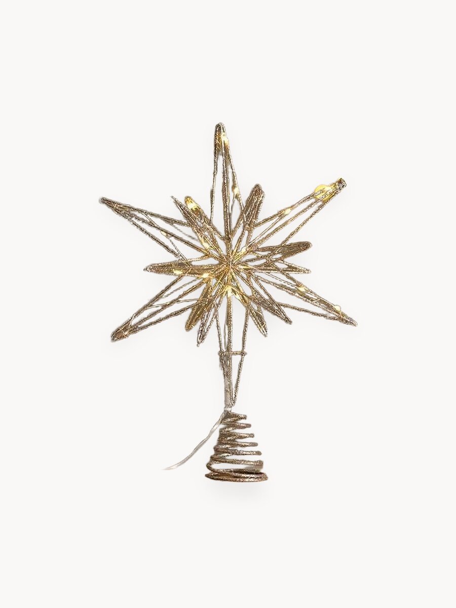 Новый светодиодный взрыв звезды, украшающий железную верхушку дерева