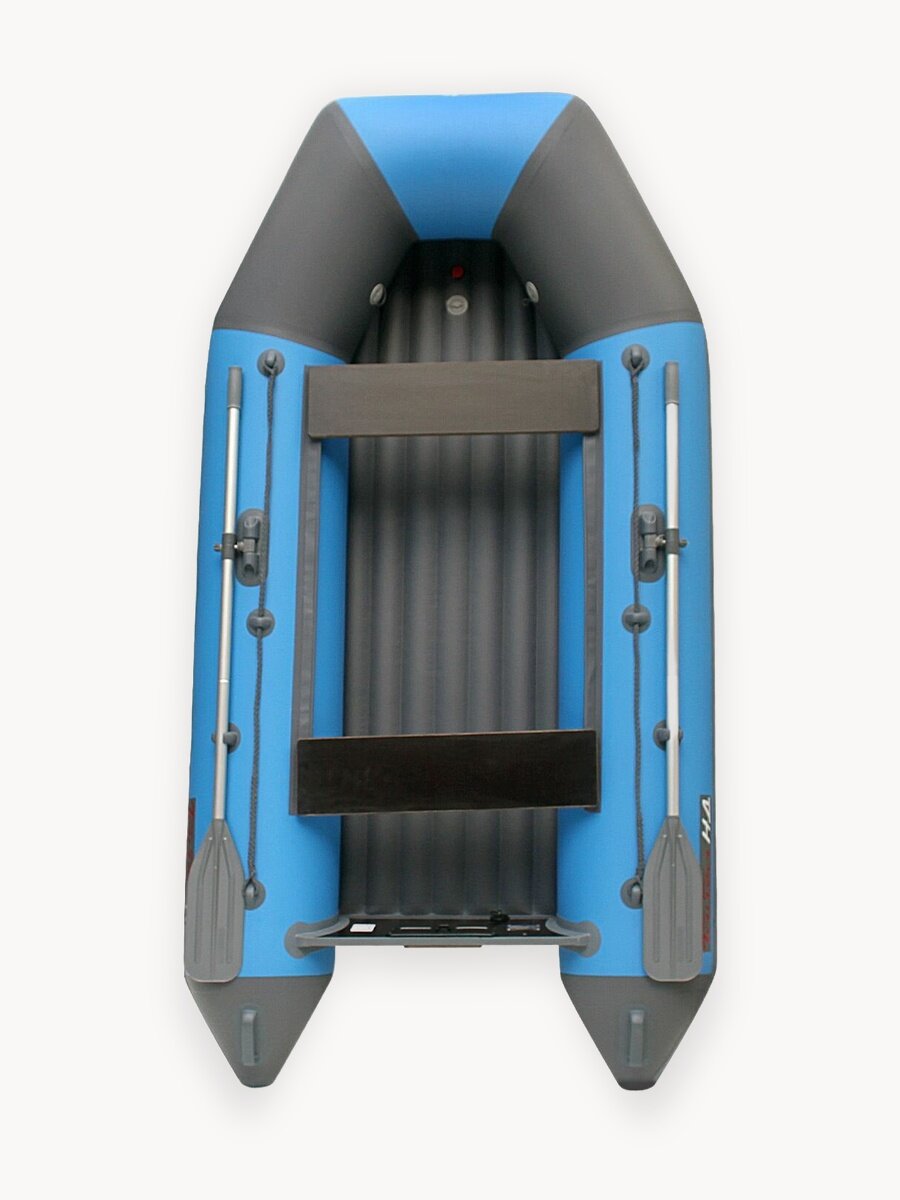 Лодка моторная килевая Тайга 270 НДНД, вклеенный надувной килевой пол с клапаном избыточного давления, серо-синяя