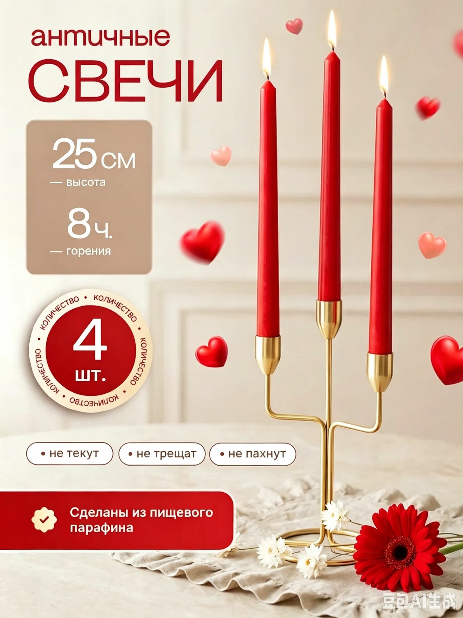 Свечи античные столовые высокие длинные для подсвечников декоративные интерьерные для дома