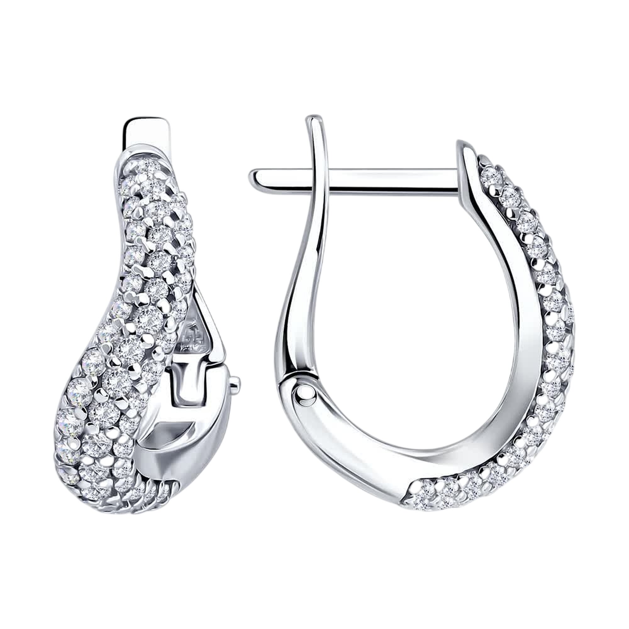 Серьги Diamant online, серебро, 925 проба, родирование, фианит