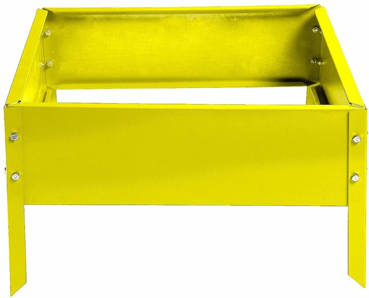 Клумба садовая оцинкованная "Квадро", одноярусная квадратная для дачи, сада и огорода, декоративное ограждение сборное для цветов, 50 х 50 х 15 см, цвет желтый
