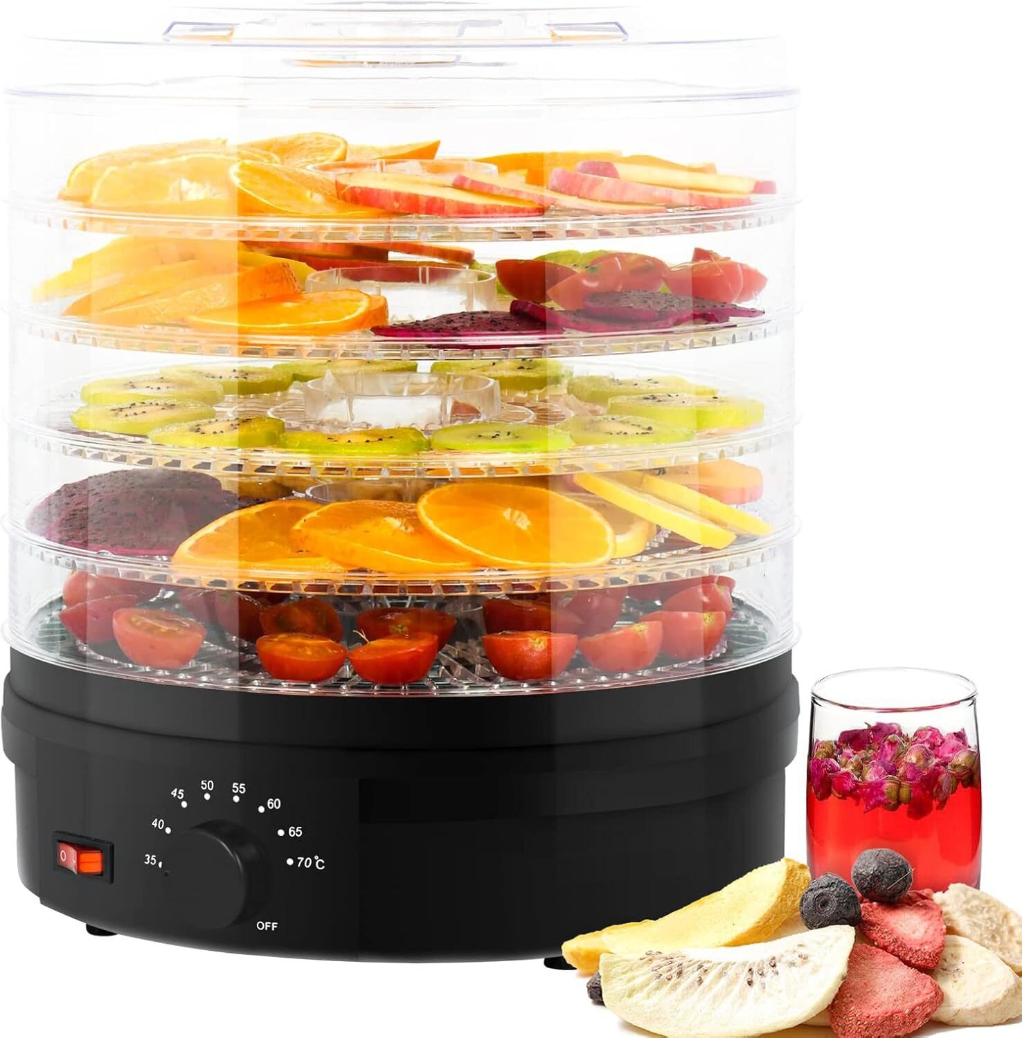Сушилка для овощей и фруктов 5 поддонов – дегидратор с регулировкой температуры, для мяса, ягод и домашних чипсов
