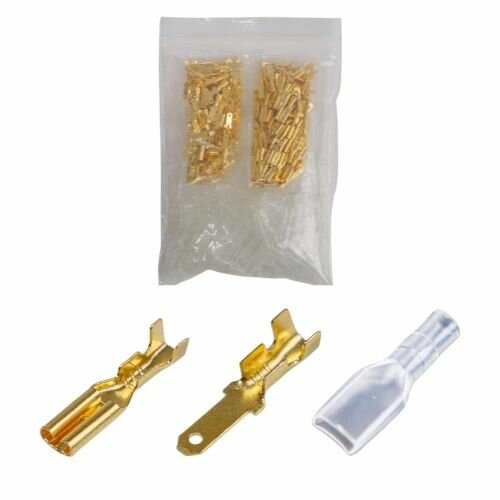 Клемма плоская 2.8мм (F+M) - 100+100 шт + Изол. втулки