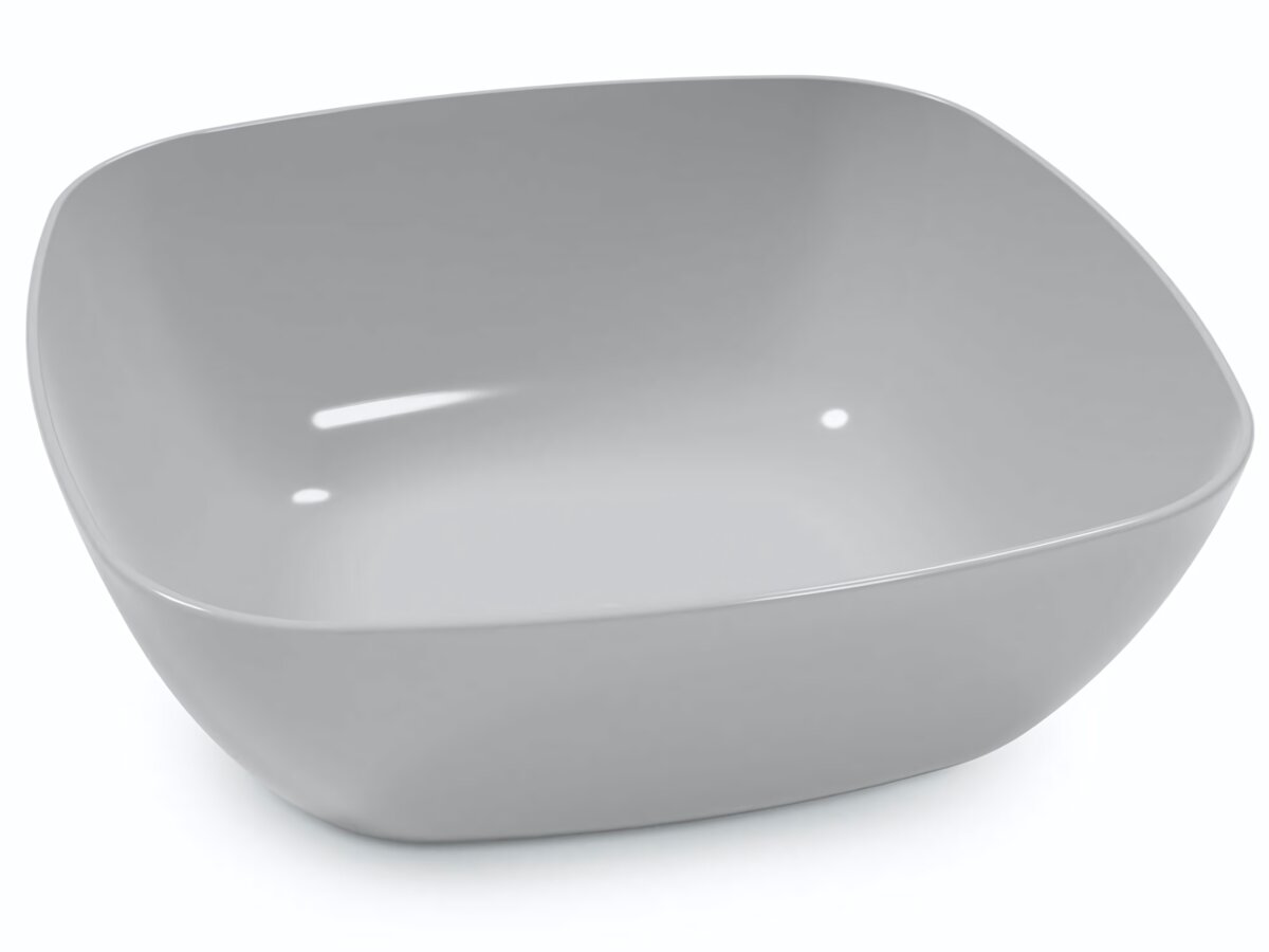 Тарелка глубокая квадратная «Квадро» из пластика, серый цвет, закругленные углы, для первых и вторых блюд