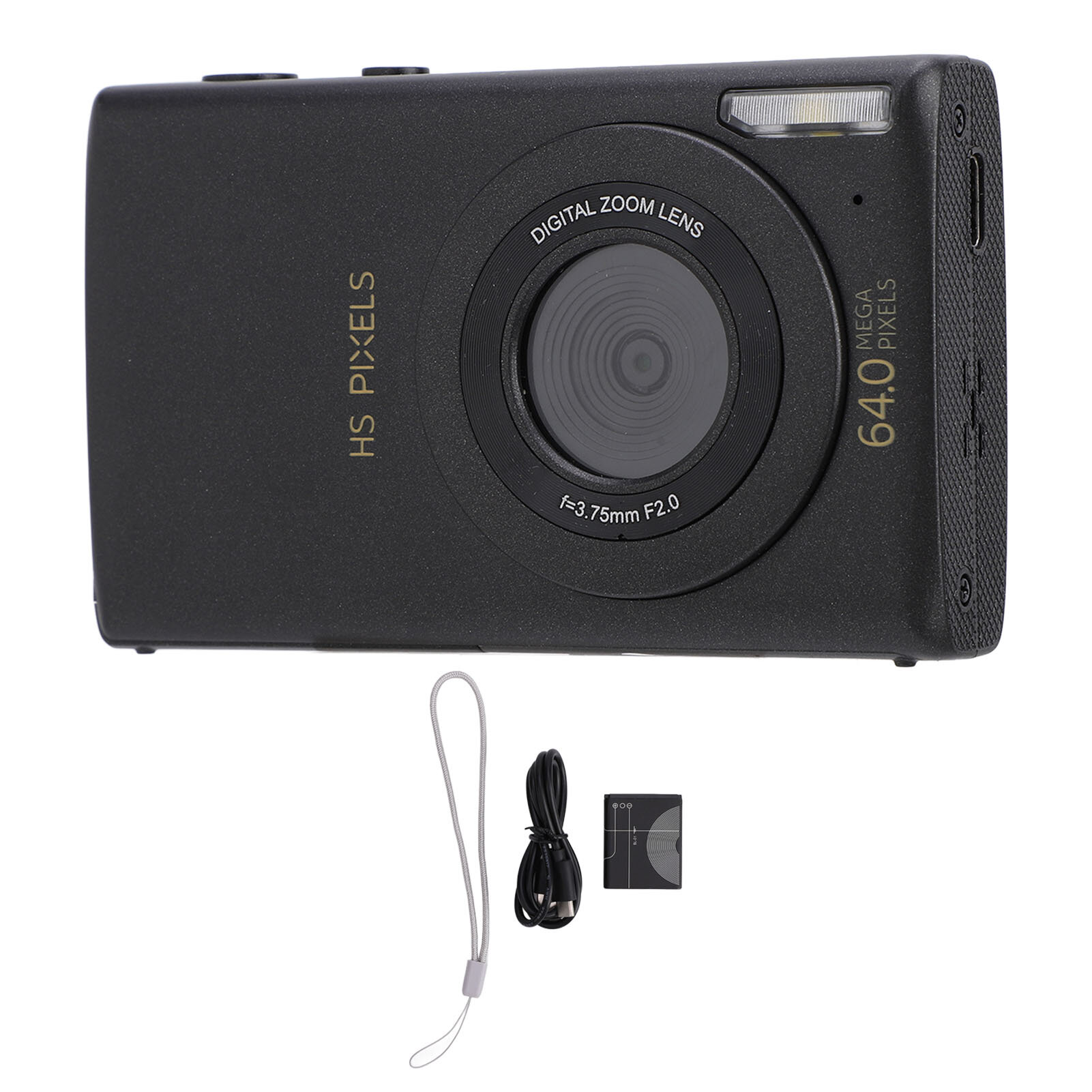 4K Digital Camera 64MP Vlogging Auto Focus Compact Point and Shoot with 18X Zoom 2.8in IPS Screen for Kids Students Black