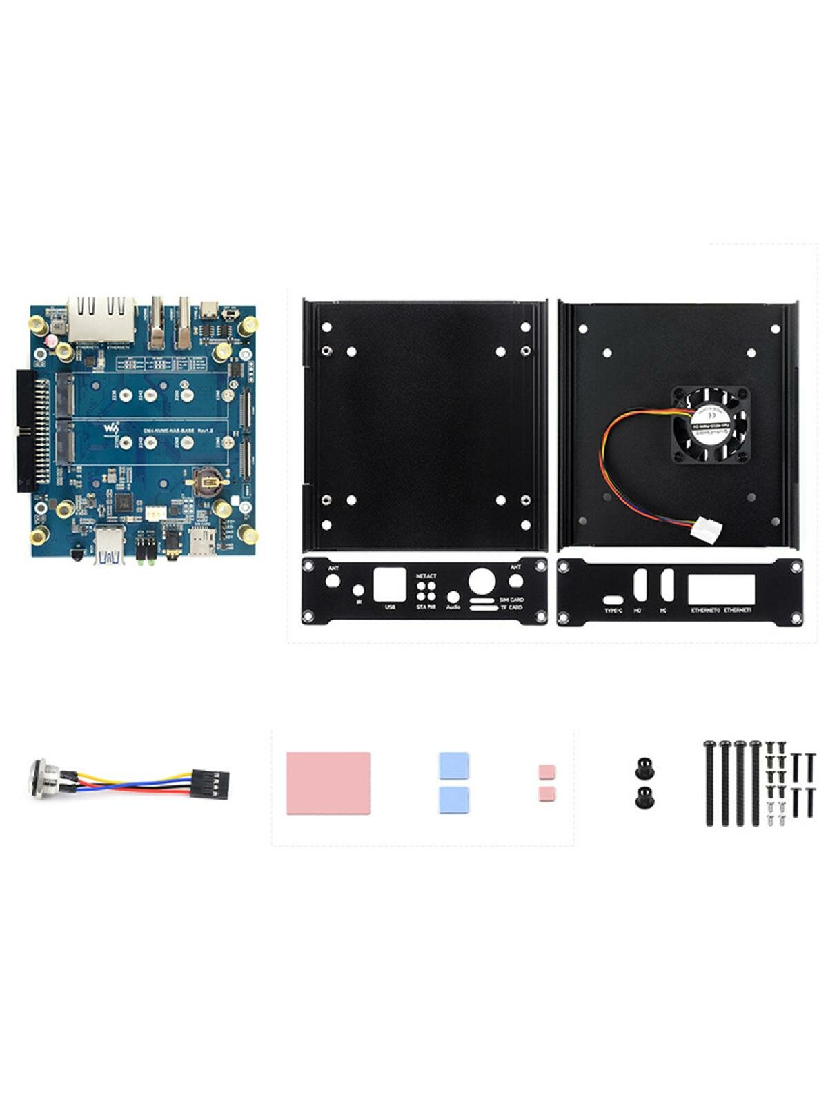 NAS Multifunctional Computer for CM4 Networking Storage M.2 M Key Slot NVME NAS Box for 2230 2242 2260 2280 Desktop