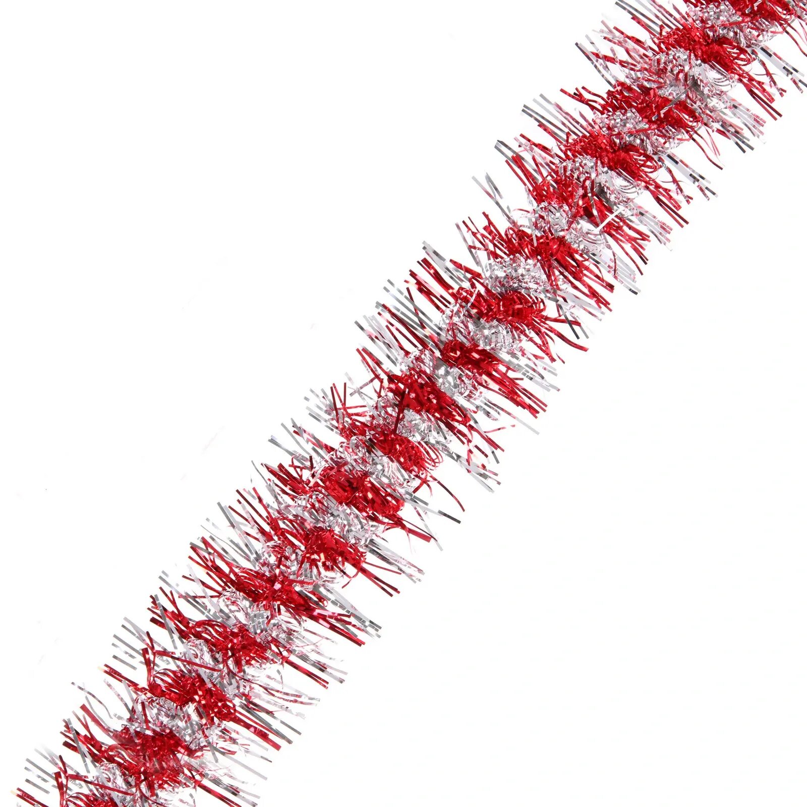 Мишура 'Огонёк' 2м, красная/серебристая, ПВХ, для новогоднего декора