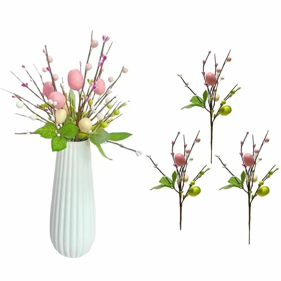 Декоративные Пасхальные ветки с цветами и яйцами для украшения дома и праздничного стола