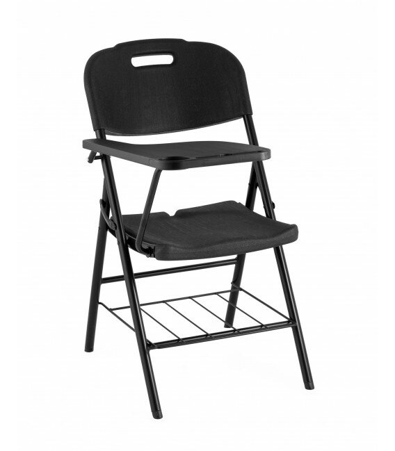 Стул складной банкетный со столиком и полкой черный