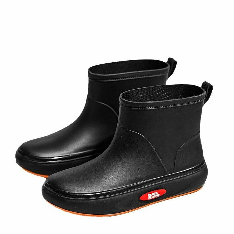 Короткие резиновые сапоги-трубы в британском стиле для женщин, новые резиновые сапоги с бархатными нескользящими сапогами, толстые водонепроницаемые сапоги, водонепроницаемые ботинки для женщин, полусапожки