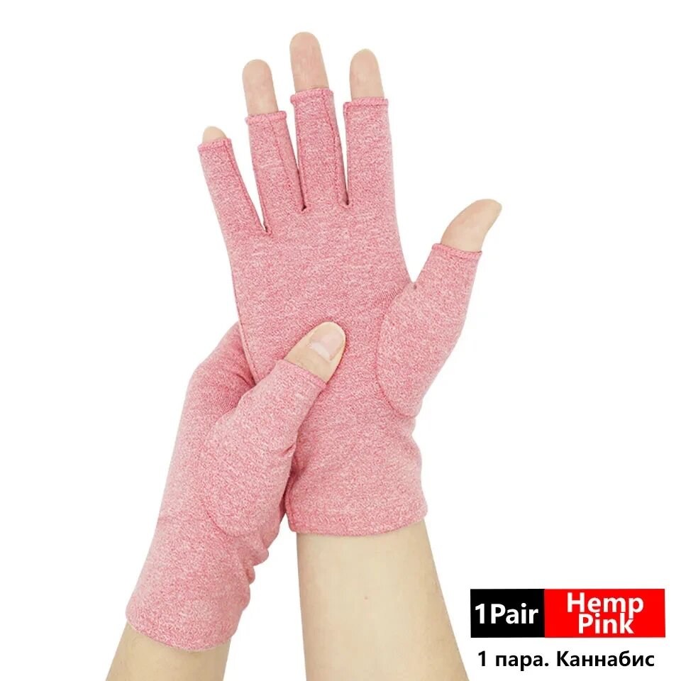 Розовые компрессионные перчатки без пальцев Hemp Pink, размер M