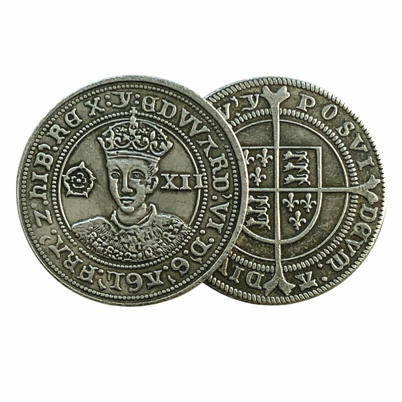 Монета 1 шиллинг 1551 года. Англия, Эдуард VI. Средневековая Европа. Редкая коллекционная монета.