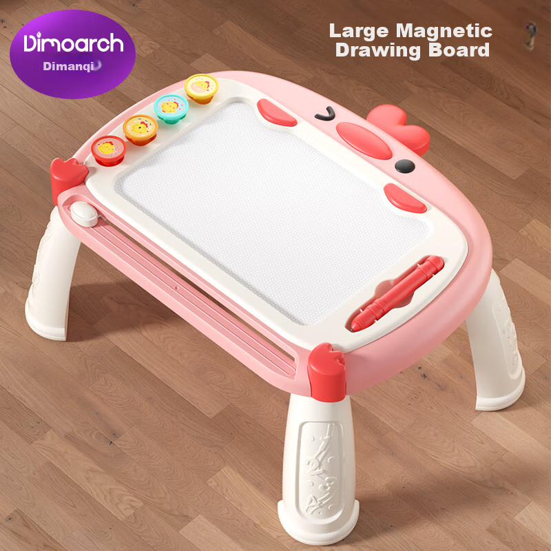 Dimoarch Kids Drawing Board Magnetic Drawing Board for Boys and Girls Colorful Writing Board with Legs Pink Birthday Gift