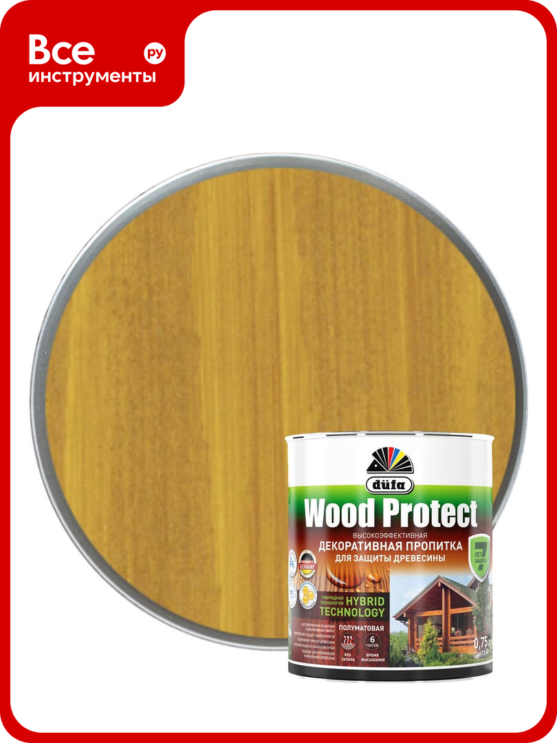 Пропитка для защиты древесины Dufa Wood Protect сосна 750 мл МП000015772, ручную
